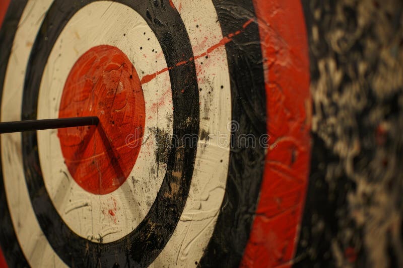 Arrow Piercing the Center of a Target on a Target Range Stock ...