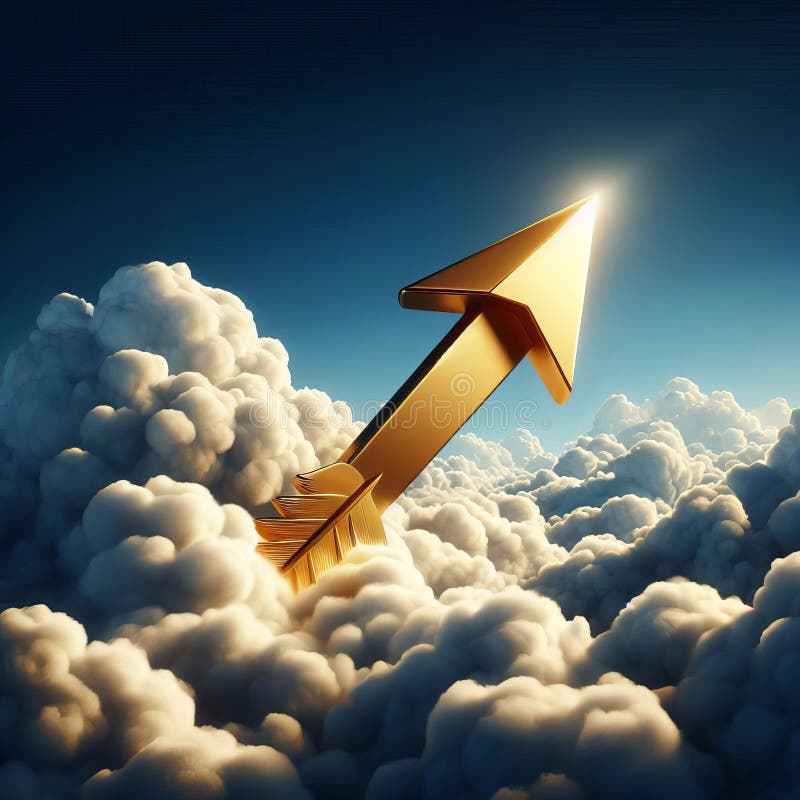 Arrow Piercing through Clouds a Golden Arrow Piercing through a Stock ...