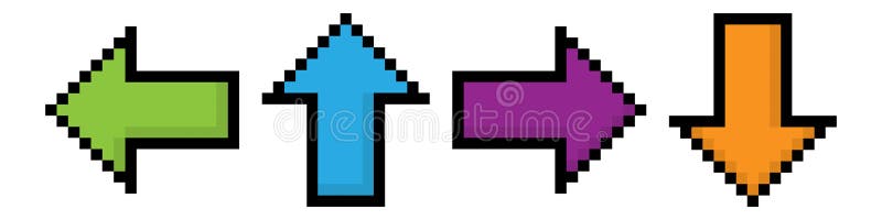Arrow Pixel Icon Set Simple Design. Vector Stock Vector - Illustration ...