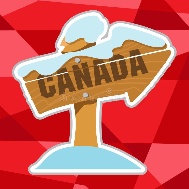Arrow Pointer Canada in Cartoon Style on Polygon Red Background Stock ...
