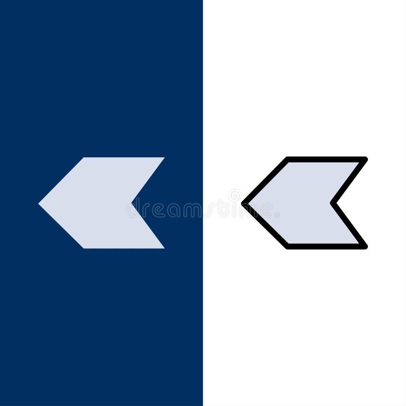 Arrow, Pointer, Left Icons. Flat and Line Filled Icon Set Vector Blue ...