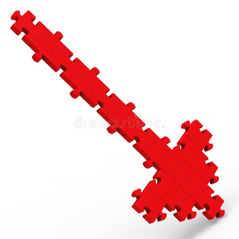 Arrow Pointing Down Puzzle Shows Wrong Direction Stock Illustration ...