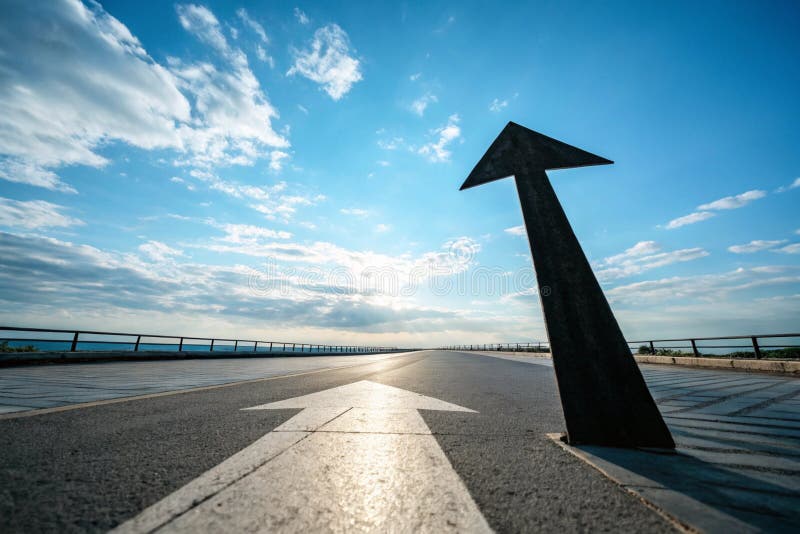 Arrow Image To Go Forward with the Sky Stock Illustration ...