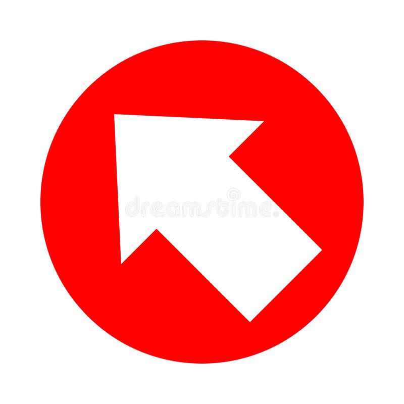 Arrow Pointing Left Up in Circle Red for Icon Flat Isolated on White ...