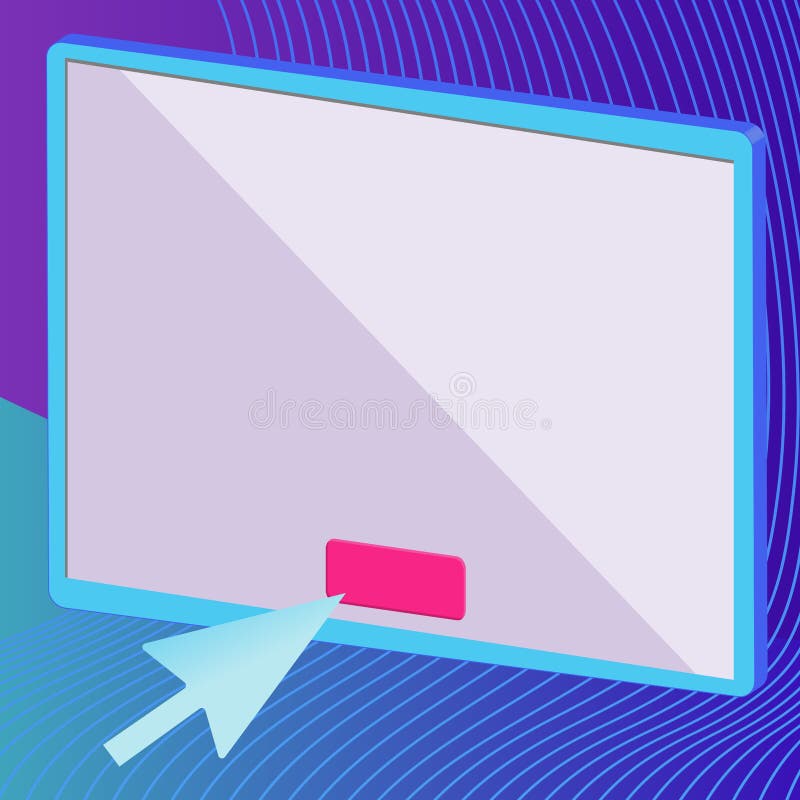 Arrow Pointing on Main Button of a Portable Device. Blank Screen Tablet ...