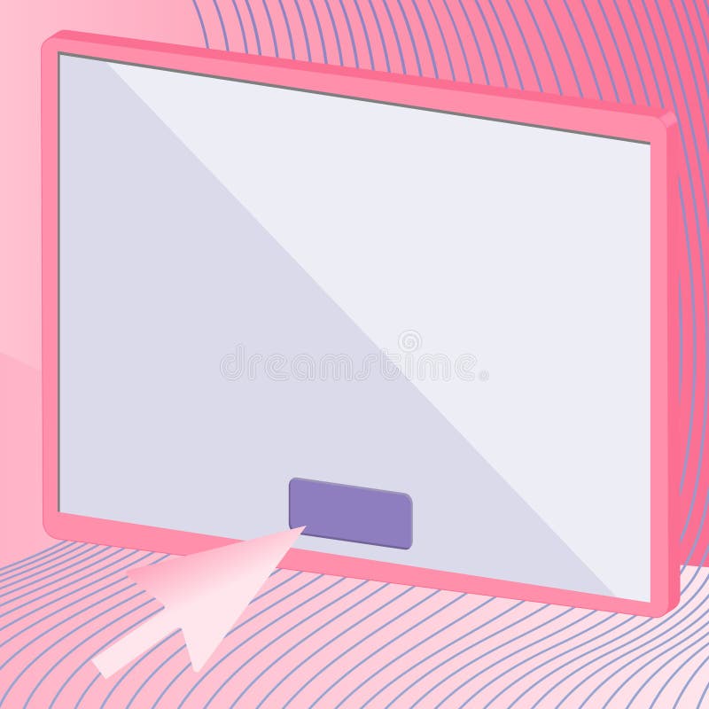 Arrow Pointing on Main Button of a Portable Device. Blank Screen Tablet ...