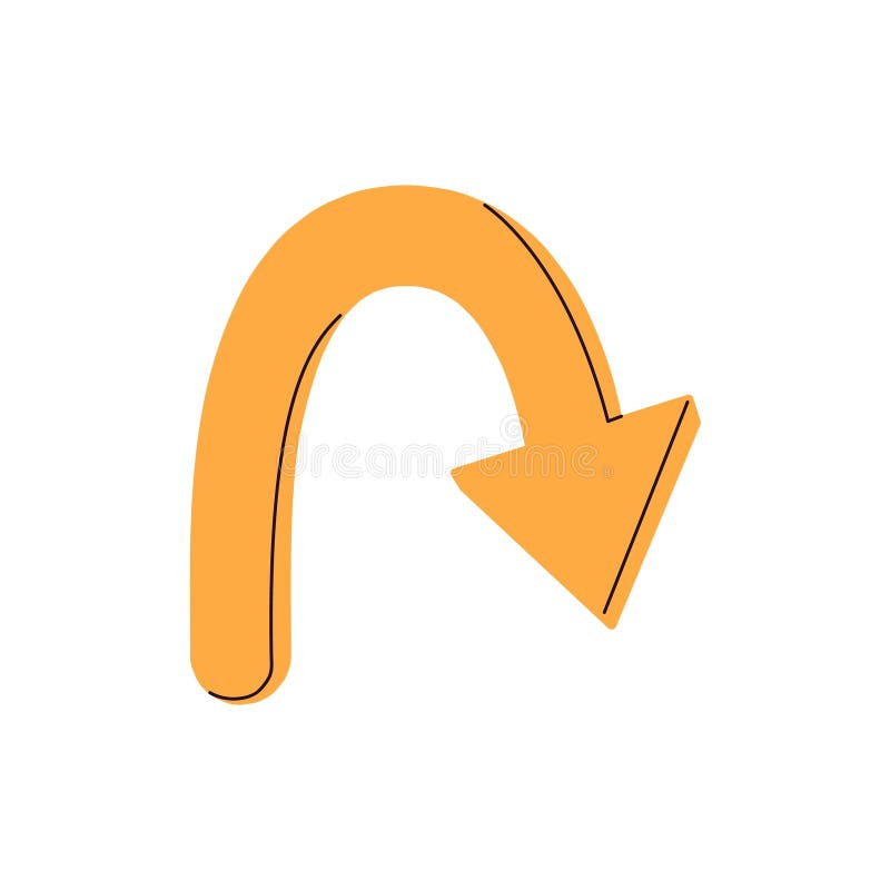 Arrow Pointing Reversal, Twist. Curved Line with Cursor Showing Turn of ... Arrow Pointing Reversal, Twist. Curved Line with Cursor Showing Turn of ...
