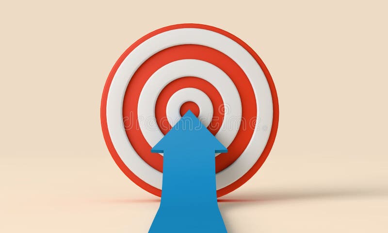 Arrow Pointing To the Middle of a Red and White Target. Business Aims ...