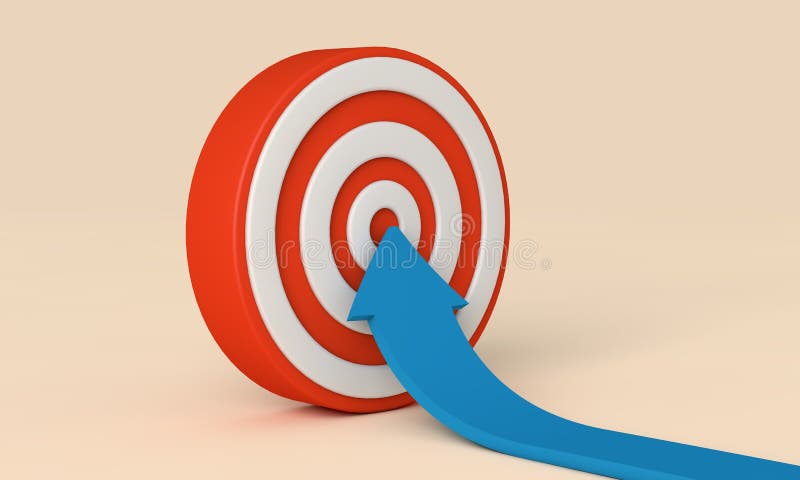Arrow Pointing To the Middle of a Red and White Target. Business Aims ...