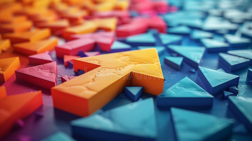 Arrow Pointing Upwards among Colorful Triangle Shapes, Forward ...