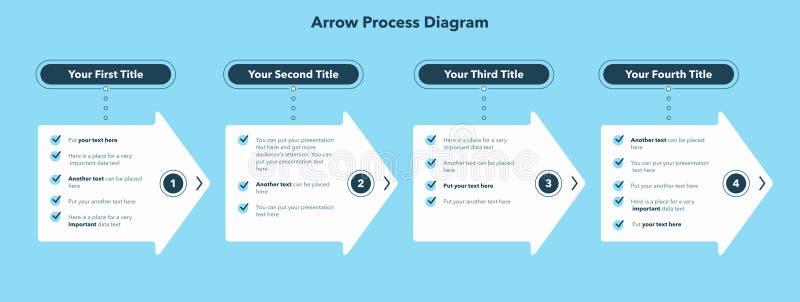 Arrow Process Diagram with Four Stages - Blue Version Stock Vector ...