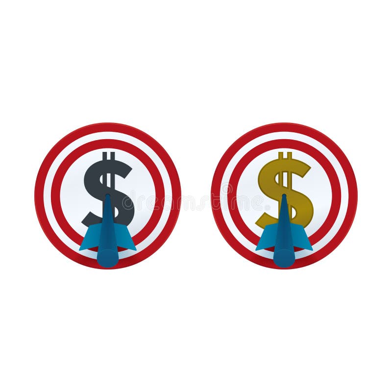 Arrow Reached Target, Dollar Sign and Target Board Stock Vector ...