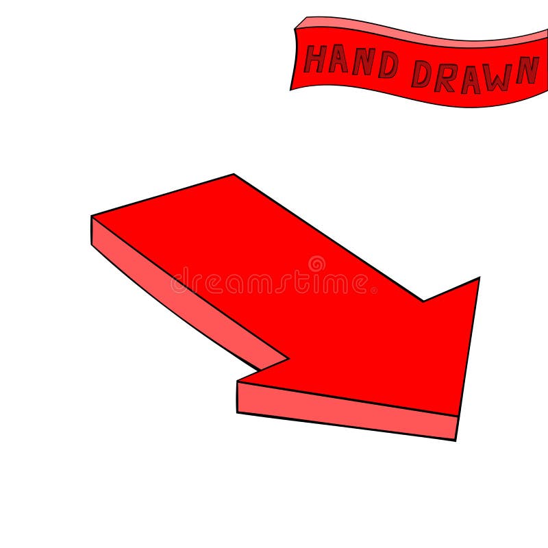 Arrow. Red Down sign stock vector. Illustration of design - 128091837
