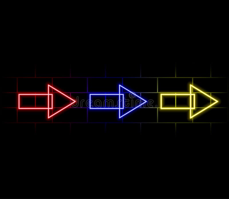 Arrow, Reply, Undo Neon Icon Set. Set of Red, Blue, Yellow Neon Vector ...