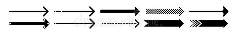 Arrow Right Black Set Icon in Flat. Sign on White Backdrop Stock Vector ...