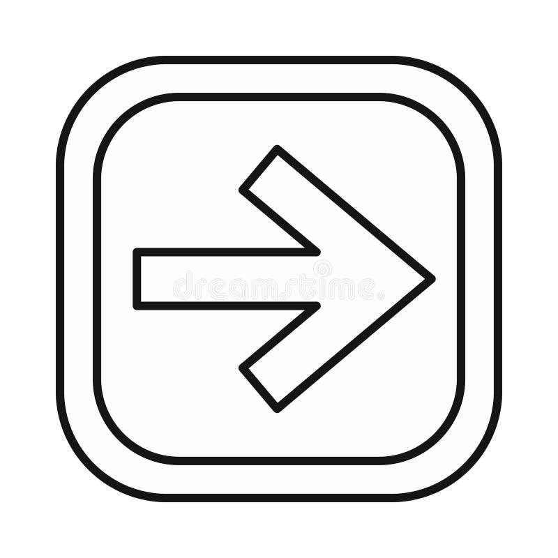 Arrow Right on a Button Icon, Outline Style Stock Vector - Illustration ...