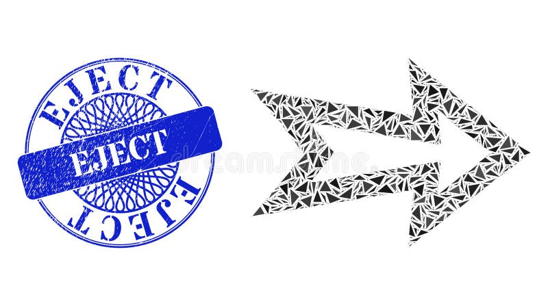 Grunge Eject Stamp and Triangle Arrow Right Mosaic Stock Vector ...