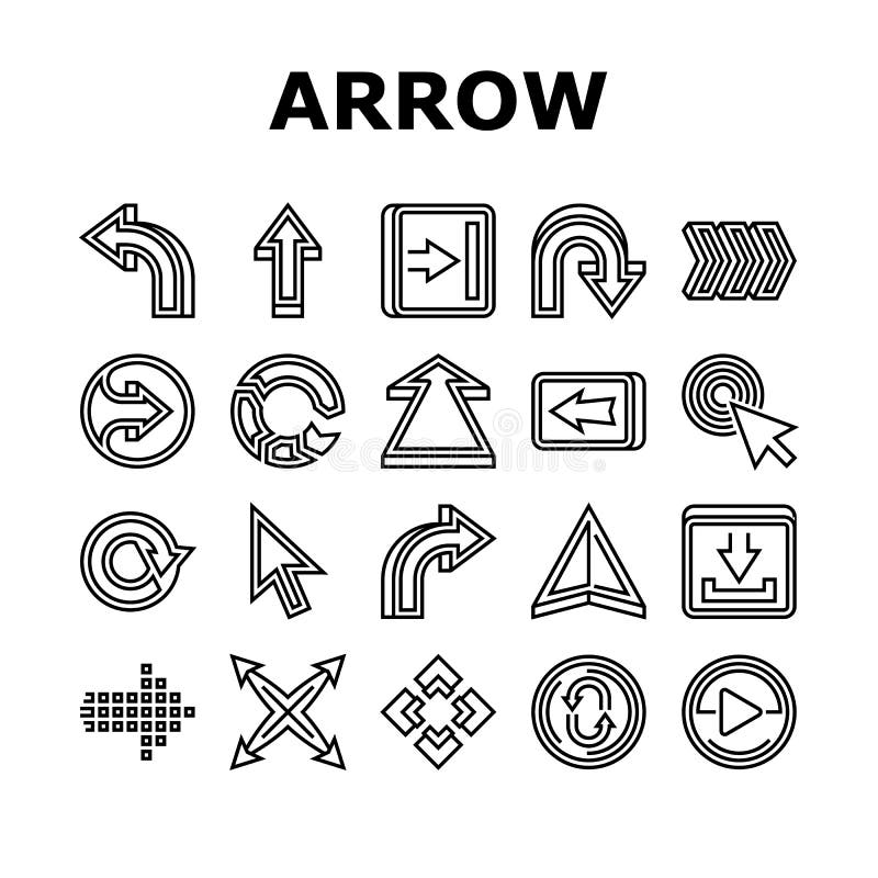 Arrow Right Next Sign Up Icons Set Vector Stock Illustration ...