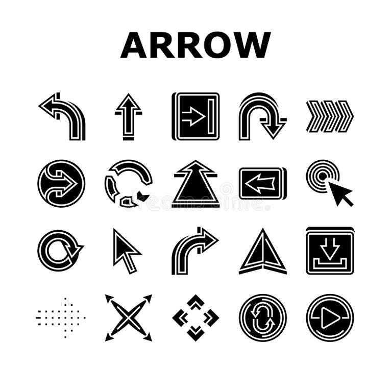 Arrow Right Next Sign Up Icons Set Vector Stock Illustration - Illustration of shape, circle ...