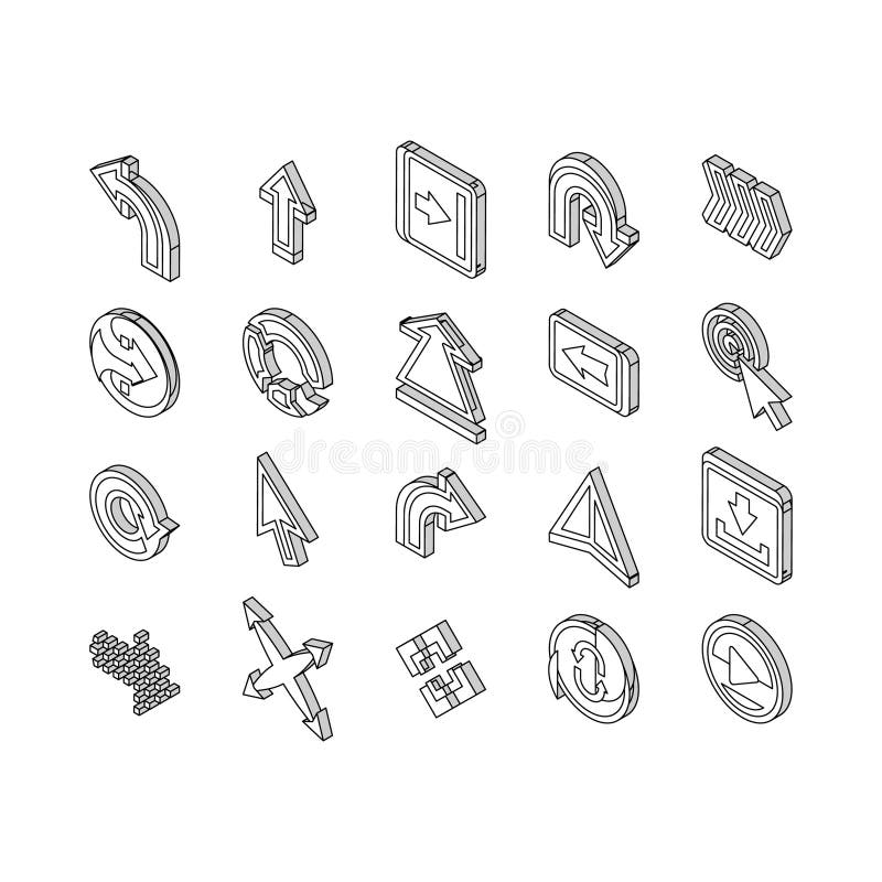 Arrow Right Next Sign Up Isometric Icons Set Vector Stock Vector ...