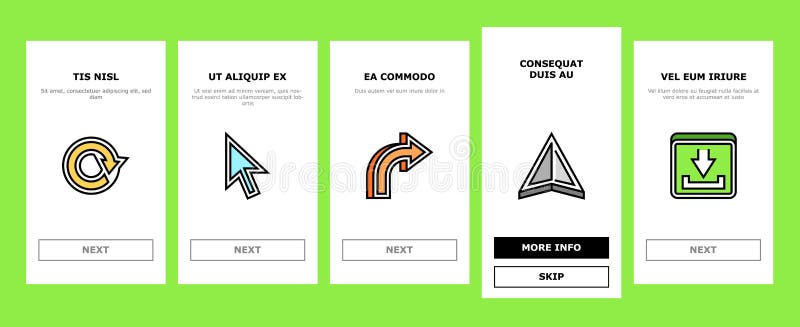 Arrow Right Next Sign Up Onboarding Icons Set Vector Stock Illustration ...