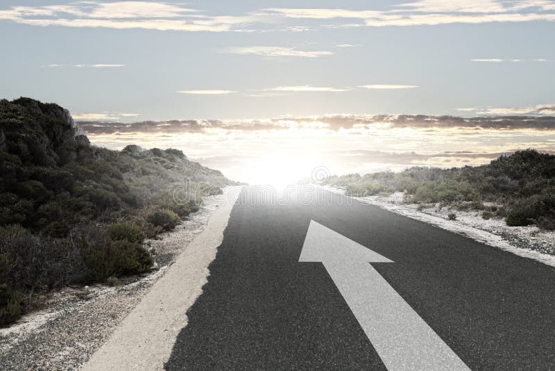 Arrow on road stock image. Image of urban, route, trip - 48690301