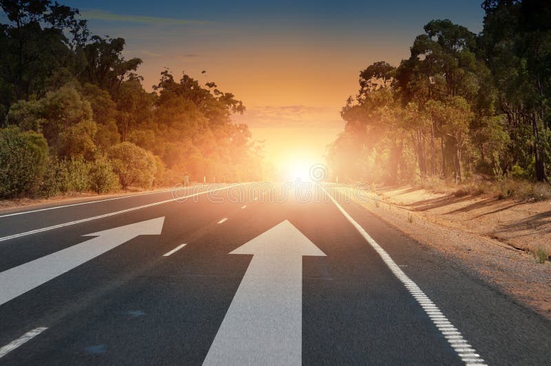 Road with arrow stock image. Image of arrow, highway - 47299799