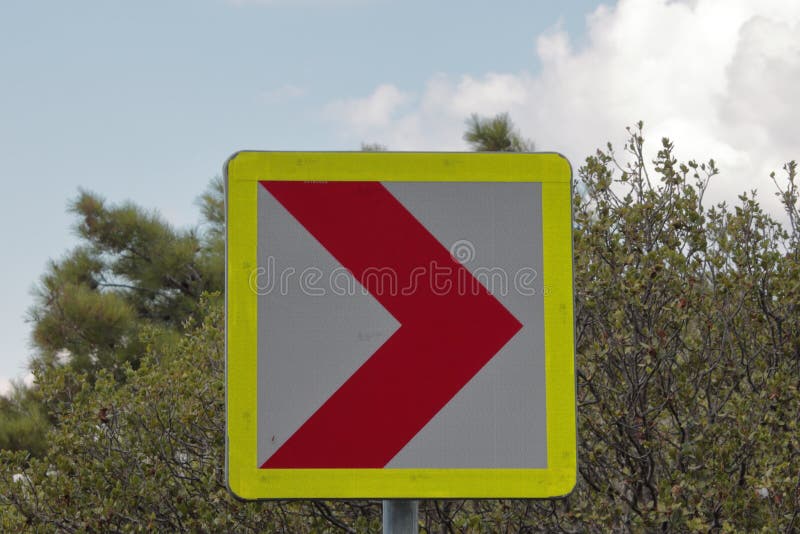 Arrow Road Sign in Front of the Trees Stock Image - Image of speed ...