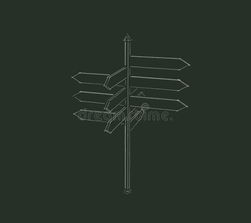 Arrow Road Sign. Sketch Illustration Stock Illustration - Illustration ...