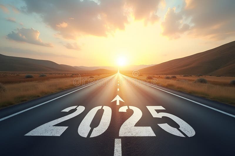 Arrow road to 2025 stock illustration. Illustration of 2025 - 337129447