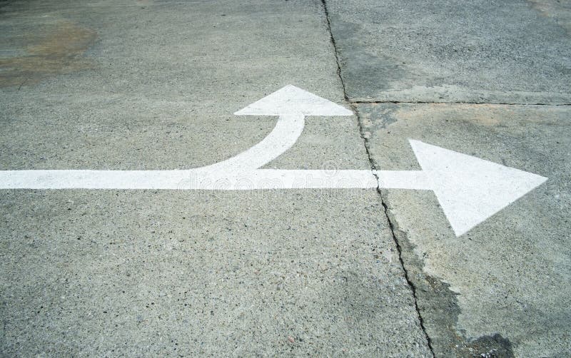 Arrow on the Road and White Color Stock Photo - Image of line, roadway ...