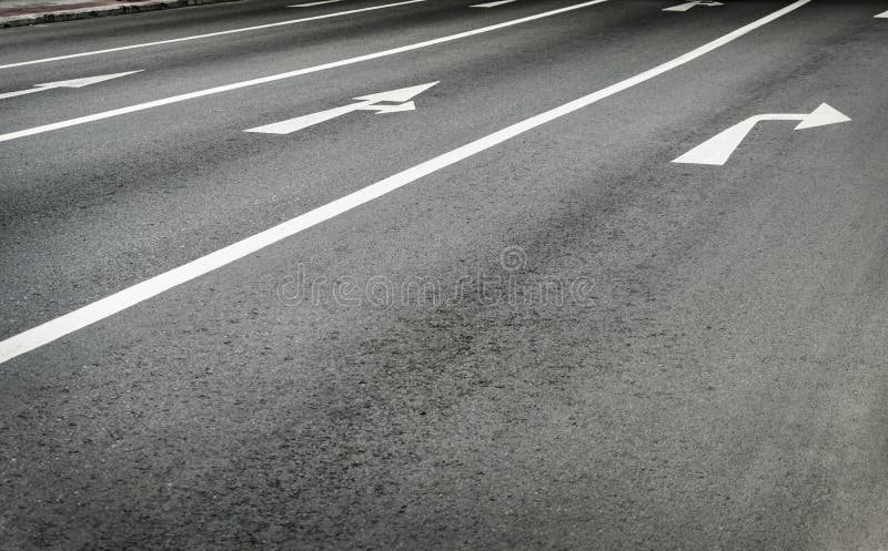 Arrow on the Road and White Color Stock Image - Image of asphalt ...