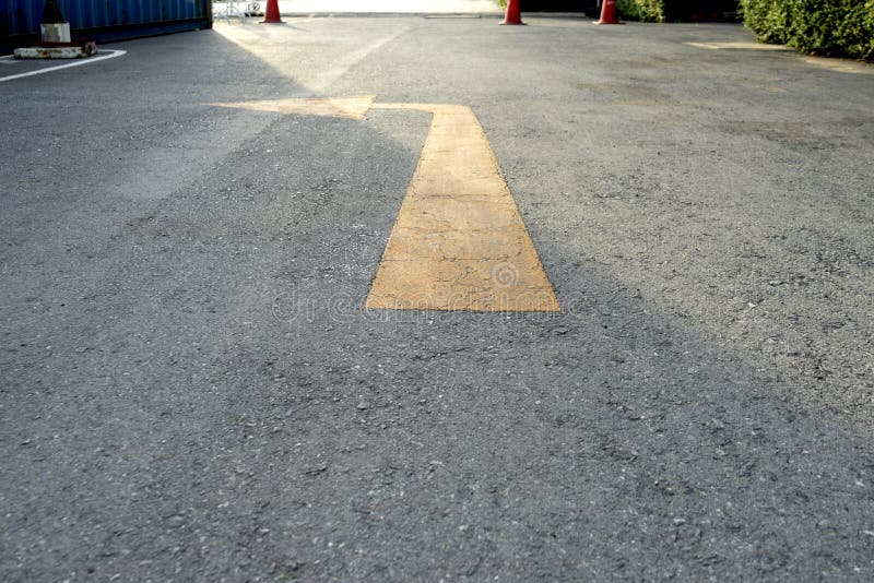 Arrow on the Road and Yellow Color Stock Image - Image of pointing ...