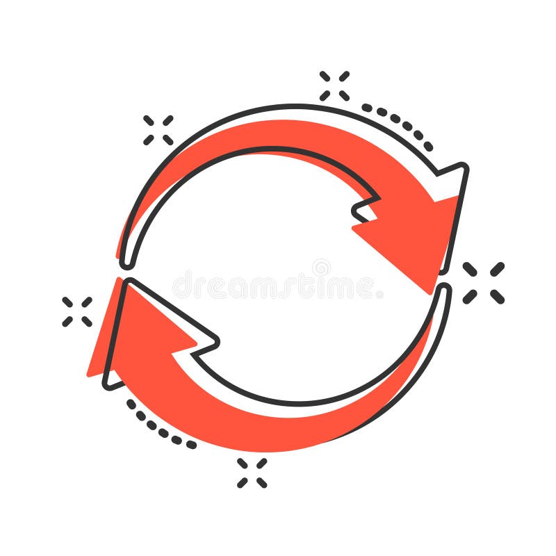 Arrow Rotation Icon in Comic Style. Sync Action Vector Cartoon ...