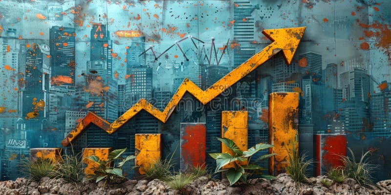 An Arrow Scaling a Wall of Digital Graphs and Charts Each Step Up ...