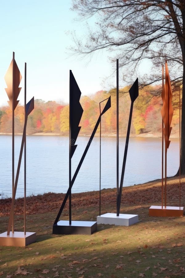 Arrow Sculptures As Modern Art Installations in a Park Stock Image ...