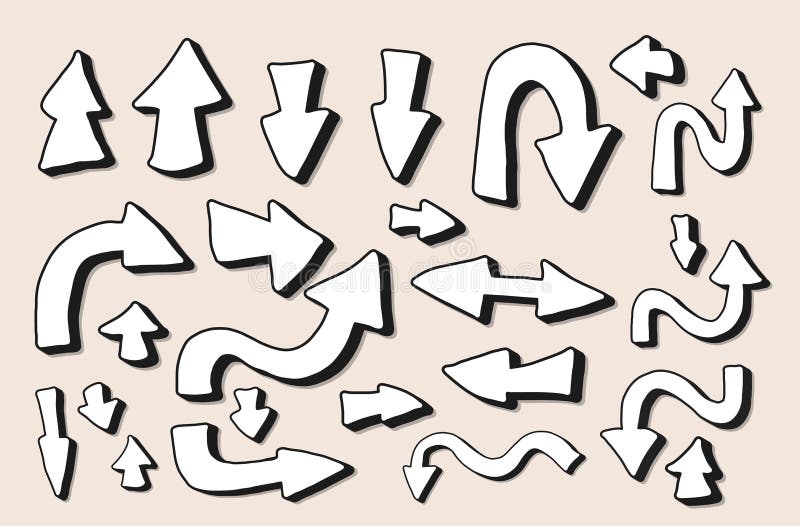 Arrow Set. Collection of Direction Pointers Signs. Vector Illustration ...