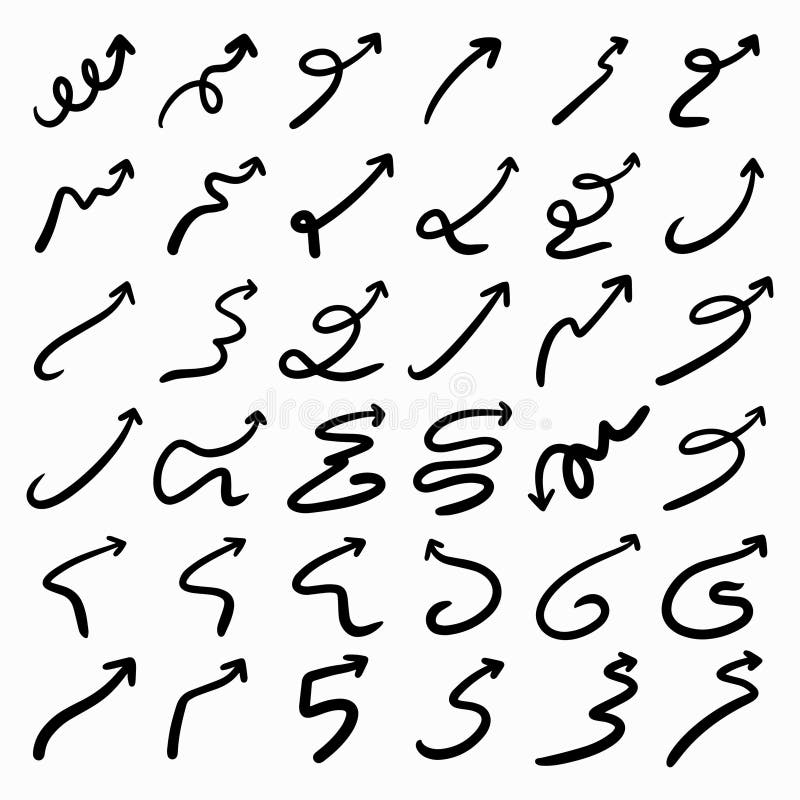 Arrow Set Icon Hand Drawing Style Design Element Stock Vector ...