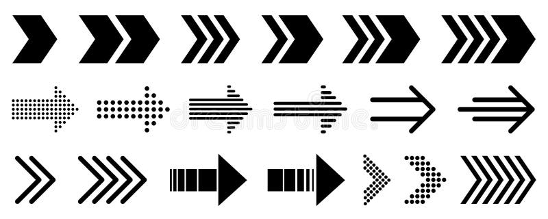 Arrow Set Icons. Black Vector Arrows. Collection Different Arrows Sign ...