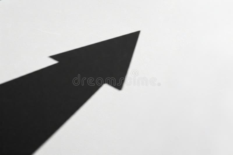 An Arrow Shadow on a Light Background, Pointing Upwards. Space for Text ...