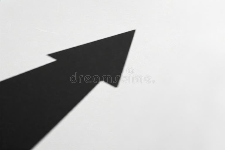 An Arrow Shadow on a Light Background, Pointing Upwards. Space for Text ...