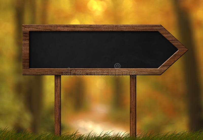 Arrow Shaped Blackboard Sign Autumn Forest Background Stock ...
