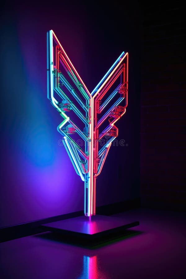 Arrow-shaped Neon Sign Glowing in the Dark Stock Illustration ...