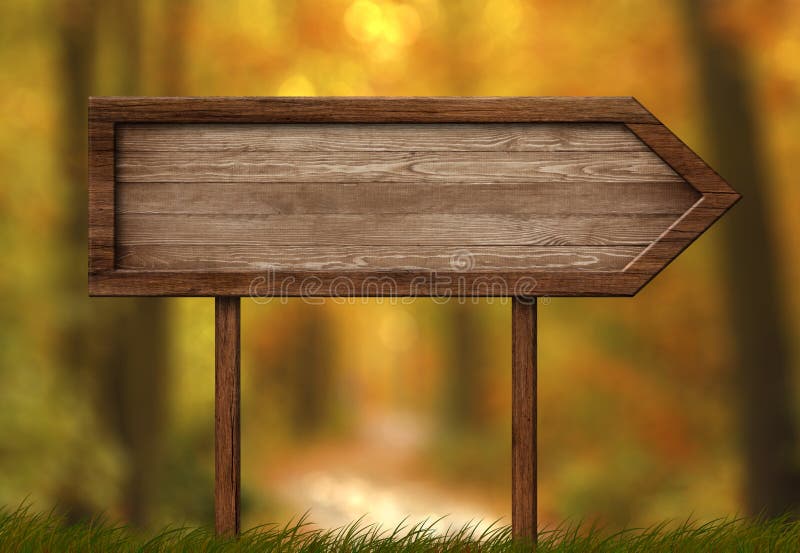 Arrow Shaped Sign Autumn Forest Background Stock Illustration ...