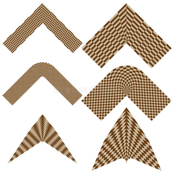 Arrow Shapes Down. Check Mark Figures. Brown Vector Symbols. Geometric ...