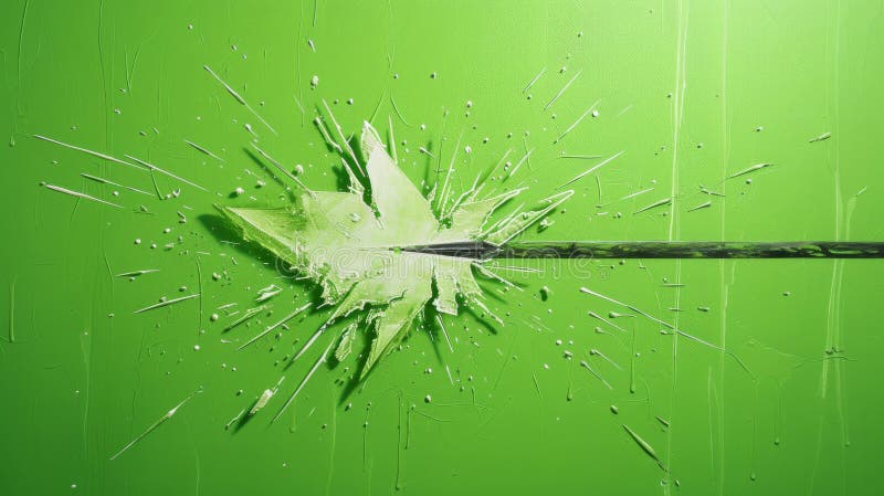 Arrow Shattering Green Glass Leaf in Dynamic Motion Stock Photo - Image ...