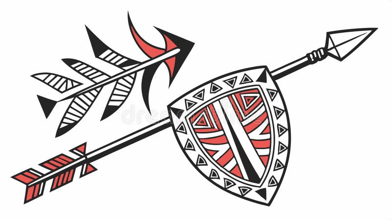 Arrow with Shield Tribal Defense Cultural Design Element Vector Design ...