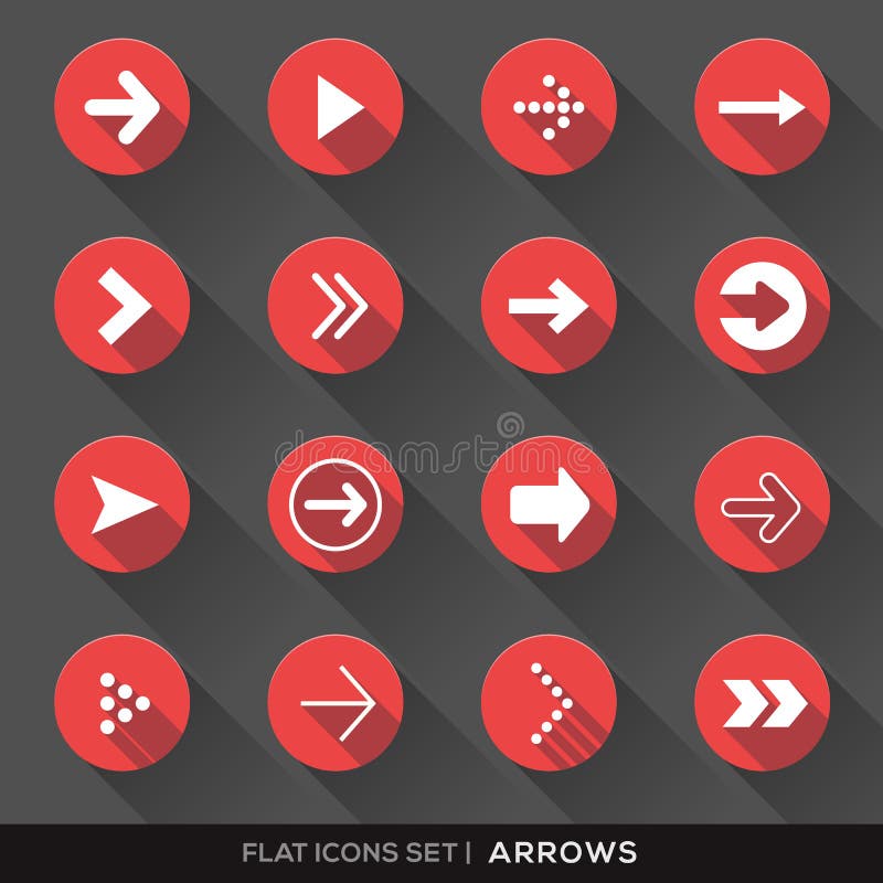 Arrow Sign Flat Icons Set stock vector. Illustration of round - 39158858