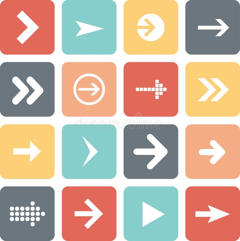 Arrow Sign Icon Set, Flat Design, Vector Illustration of Web Design ... Arrow Sign Icon Set, Flat Design, Vector Illustration of Web Design ...