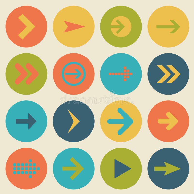 Arrow Sign Icon Set, Flat Design, Vector Illustration of Web Design ...